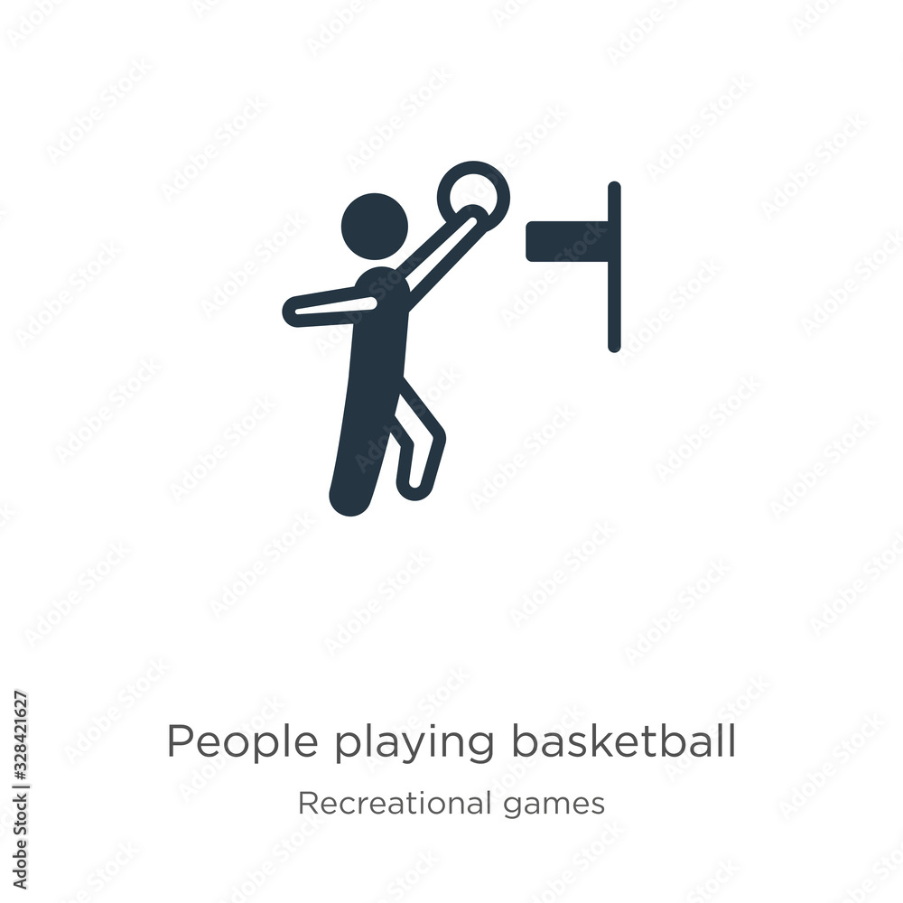 People playing basketball icon vector. Trendy flat people playing ...