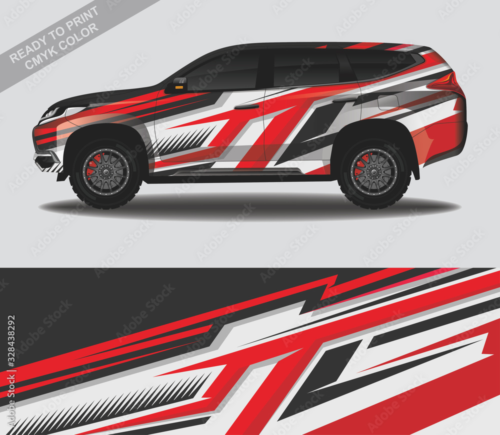 Car wrap decal design vector, custom livery race rally car vehicle ...