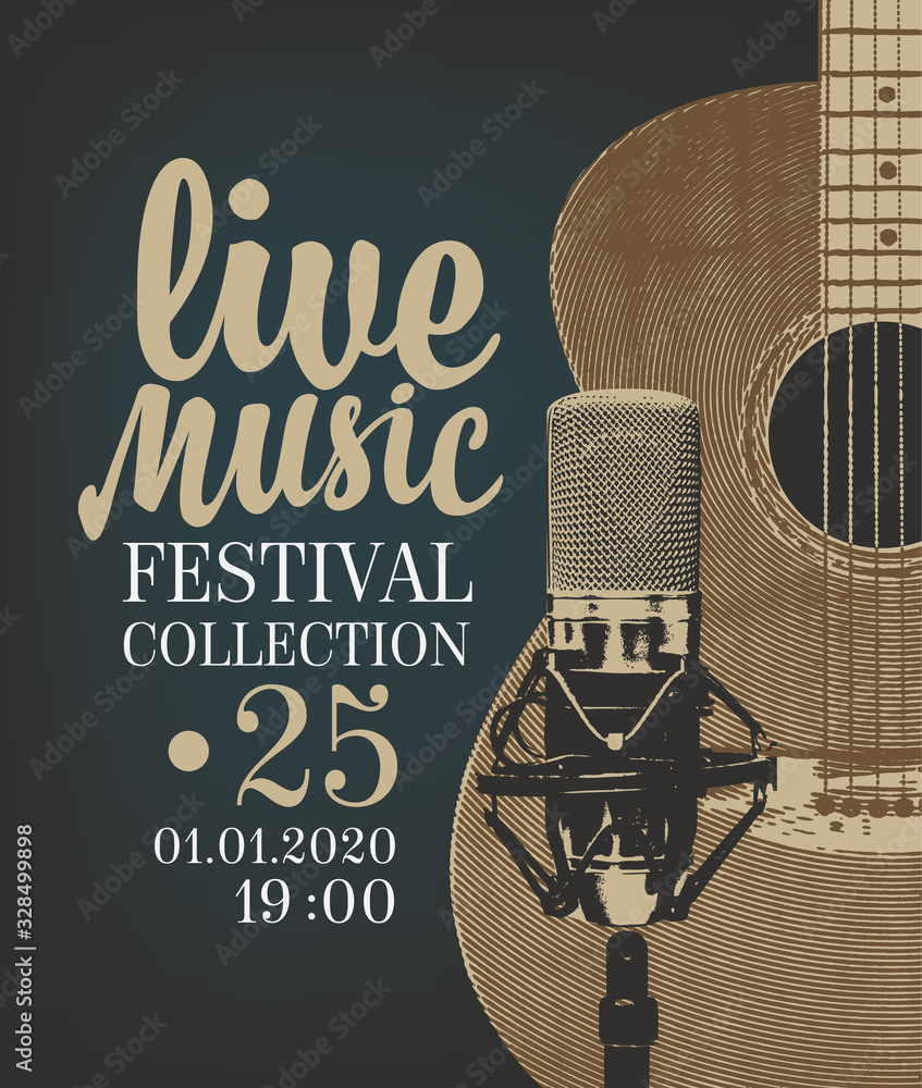 Vector poster for a live music festival or concert with a guitar ...
