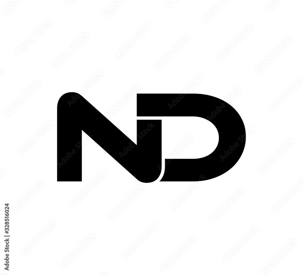 Initial 2 letter Logo Modern Simple Black ND Stock Vector | Adobe Stock