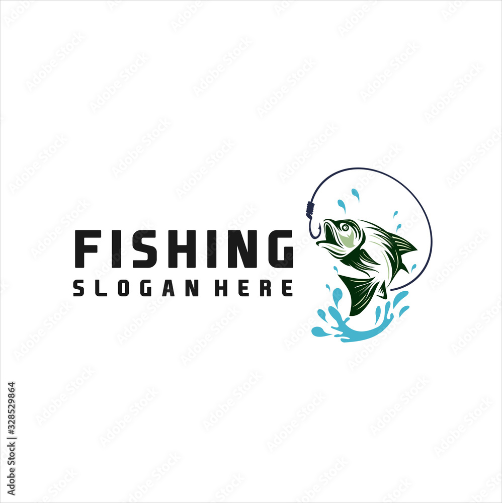 เวกเตอร์ Stock Fishing logo, fish logo, fish symbol, camp logo. Fishing ...