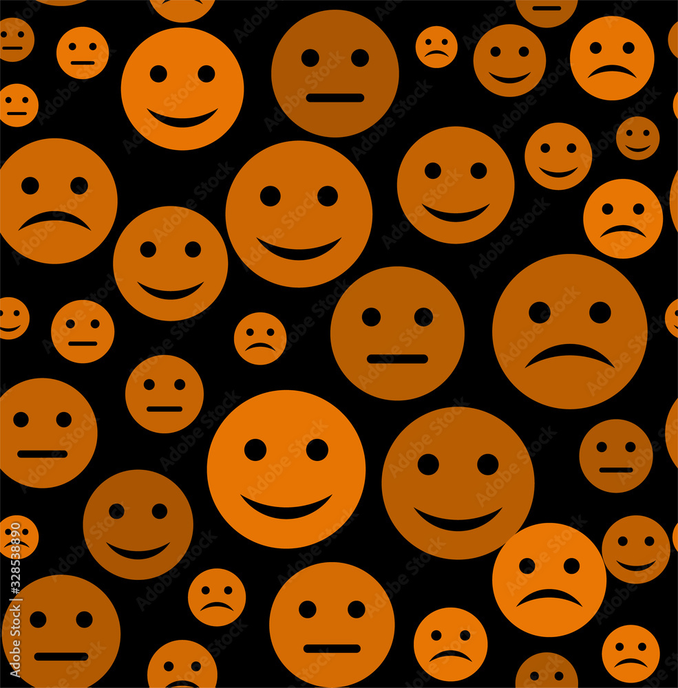 Emoticon seamless pattern. Emotions cartoon emojis background. Funny ...