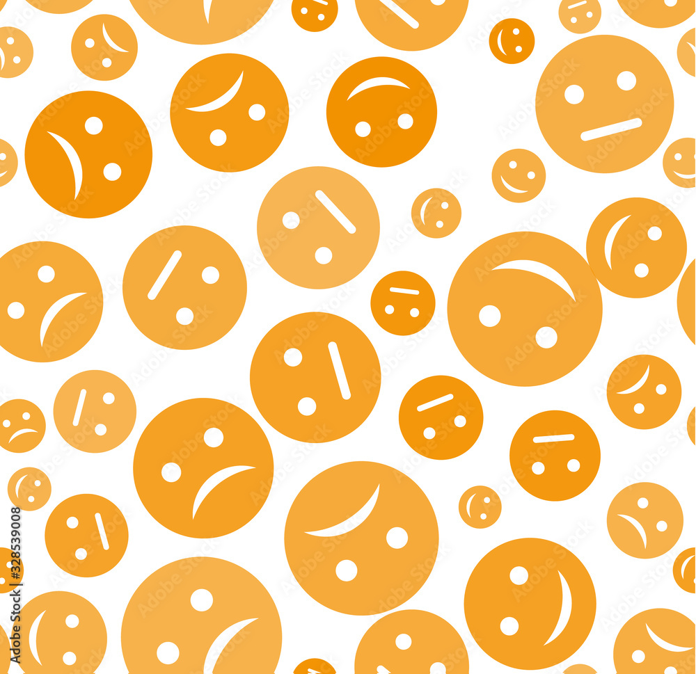 Emoticon seamless pattern. Emotions cartoon emojis background. Funny ...
