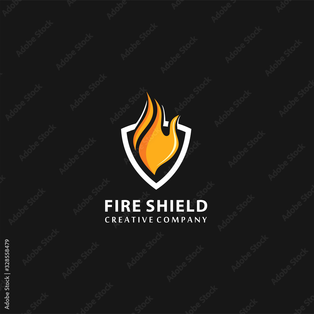 Shield Fire Logo Design Element, security logo ,vector, logo design ...