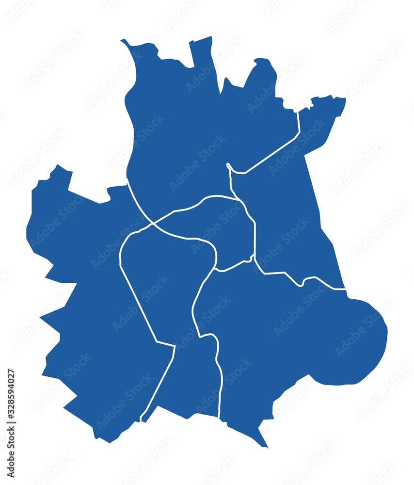 Outline Blue map of Toulouse Stock Vector | Adobe Stock