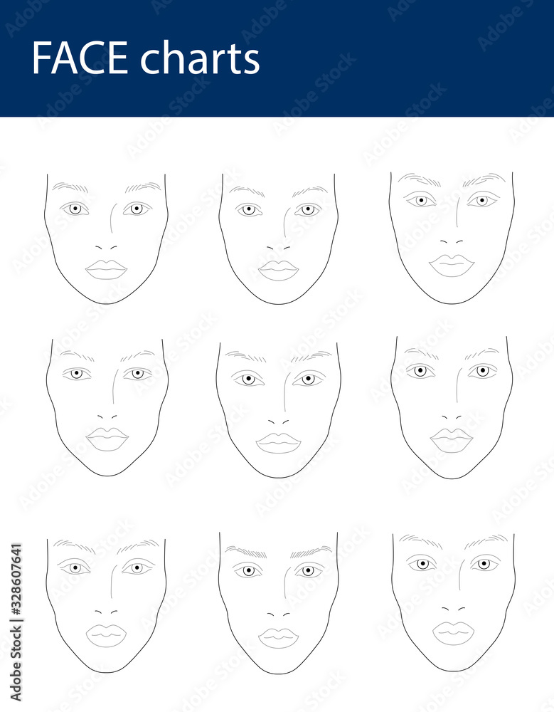 Beautiful woman faces charts Stock Vector | Adobe Stock