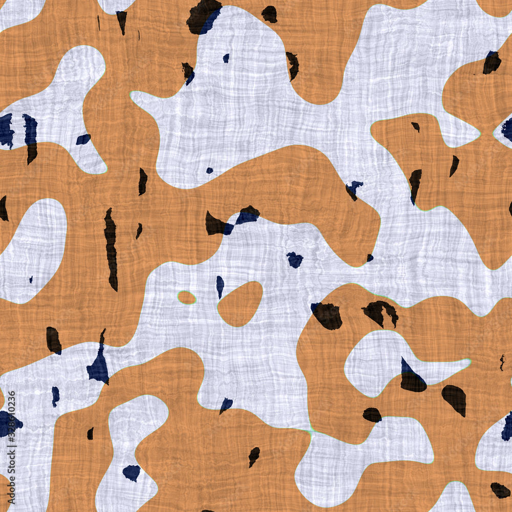 Seamless indigo dyed bandana texture. Blue orange stain woven cotton ...