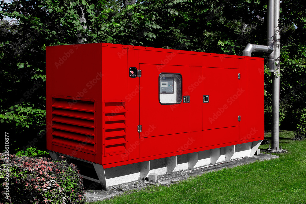 red diesel emergency generator for uninterruptible power supply, fuel ...