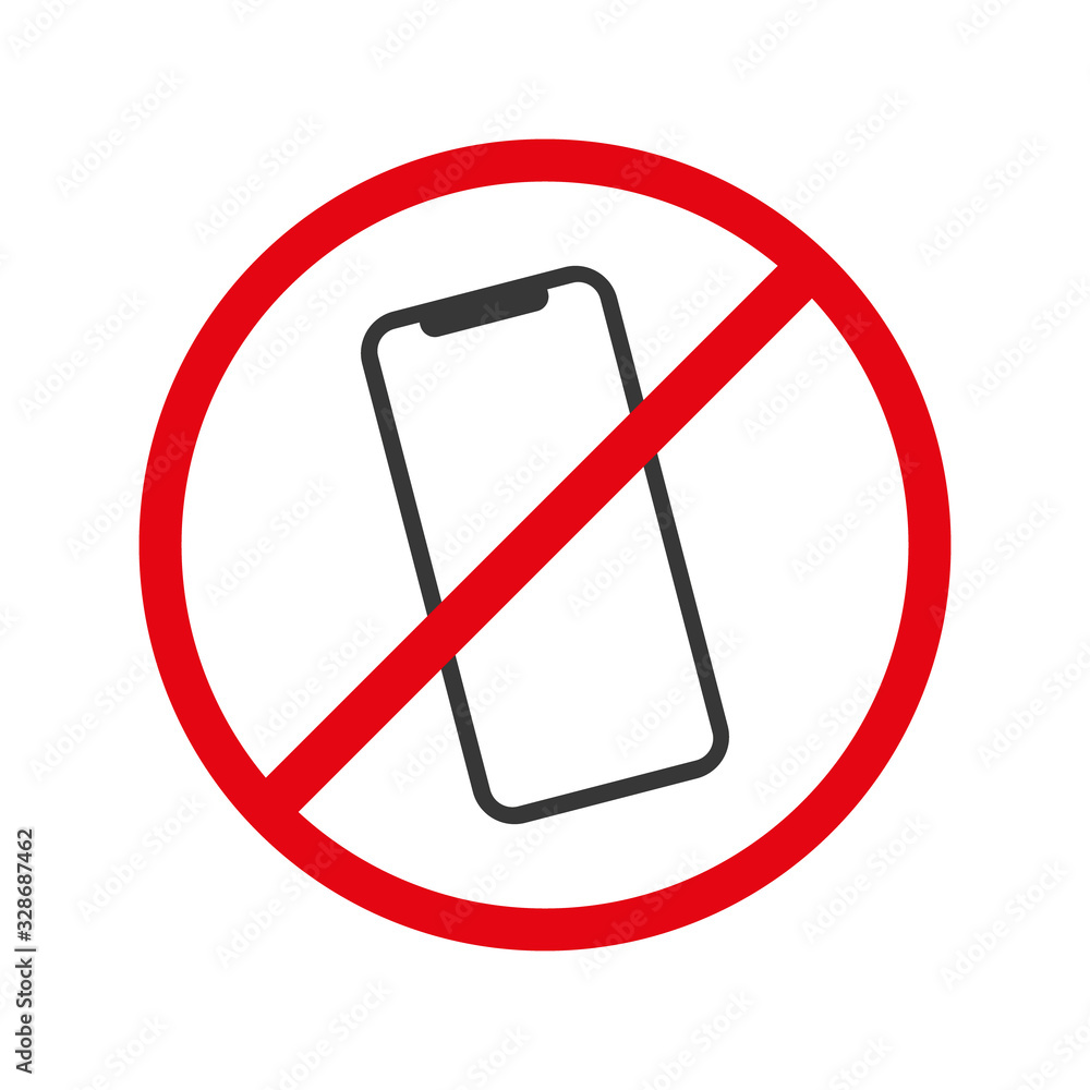 Phone forbidden vector sign. No phone, no smartphone sign on white ...