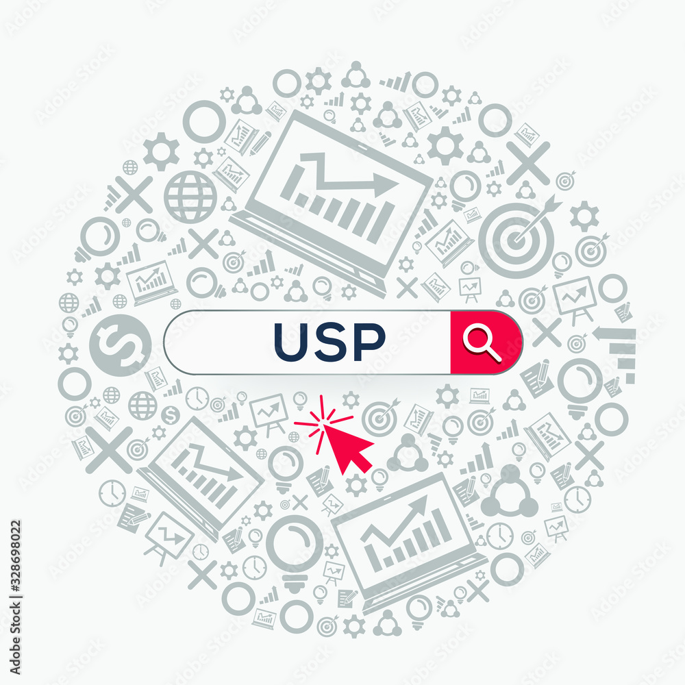 Stock-Vektorgrafik „ِUSP mean (unique selling proposition) Word written ...