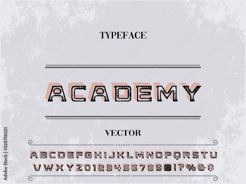 Alphabet font.Typeface.Script.Shadow Effect.Handcrafted handwritten ...