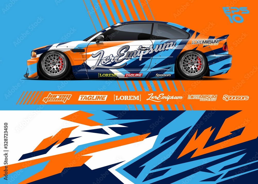 Race car graphic livery design. Abstract sport racing background for ...