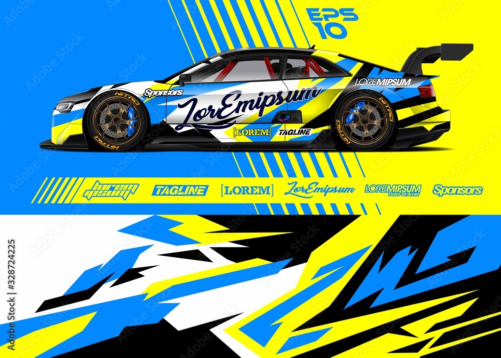 Race car graphic livery design. Abstract sport racing background for ...