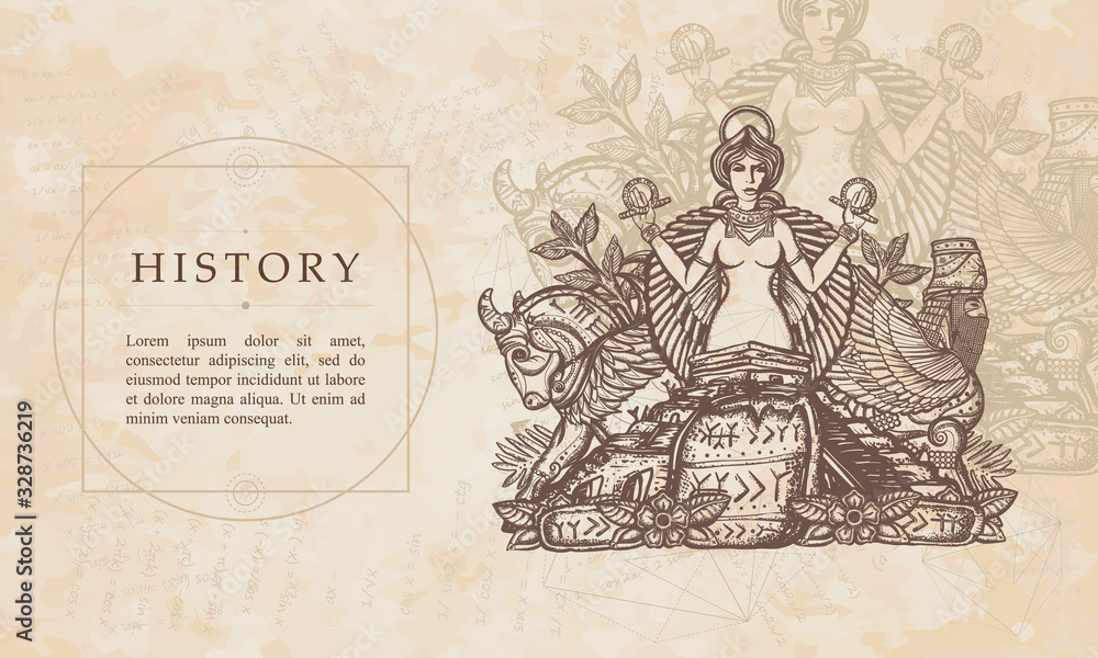 History. Ancient Sumerian Civilization. Mesopotamian goddess. Ishtar ...
