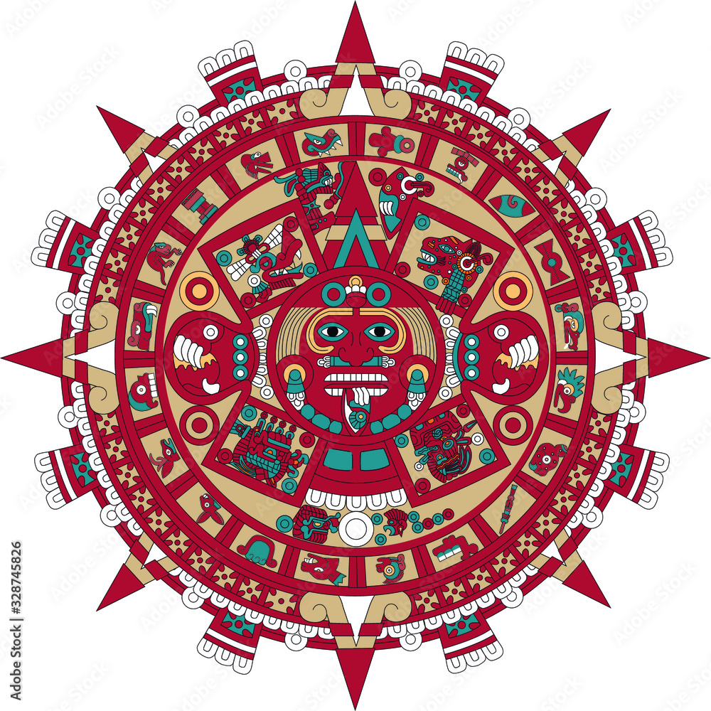 Piedra del Sol - Azteca Mexico Stock Vector | Adobe Stock