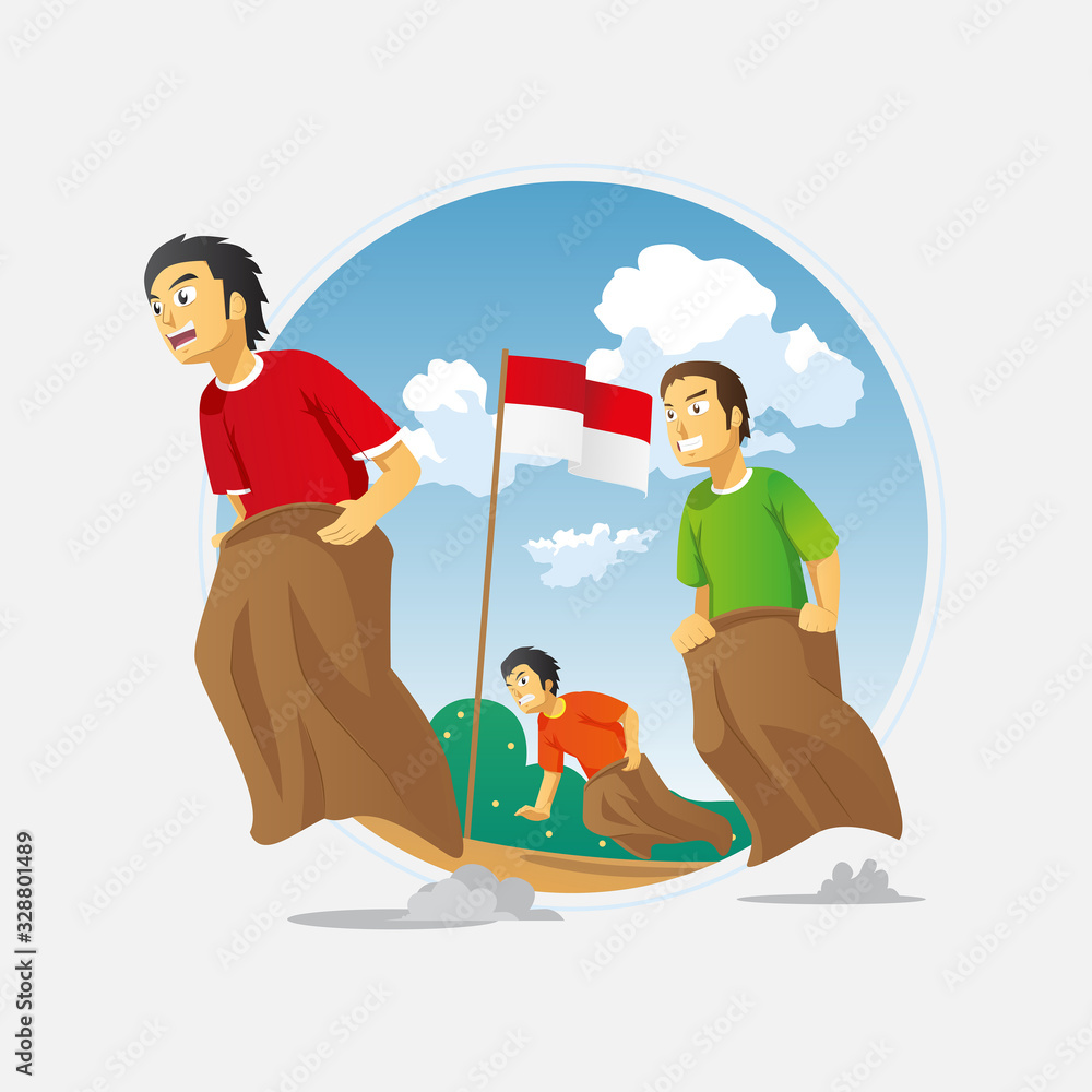 Lomba Balap Karung 17 agustus - translate Sack Race Competition on 17th ...
