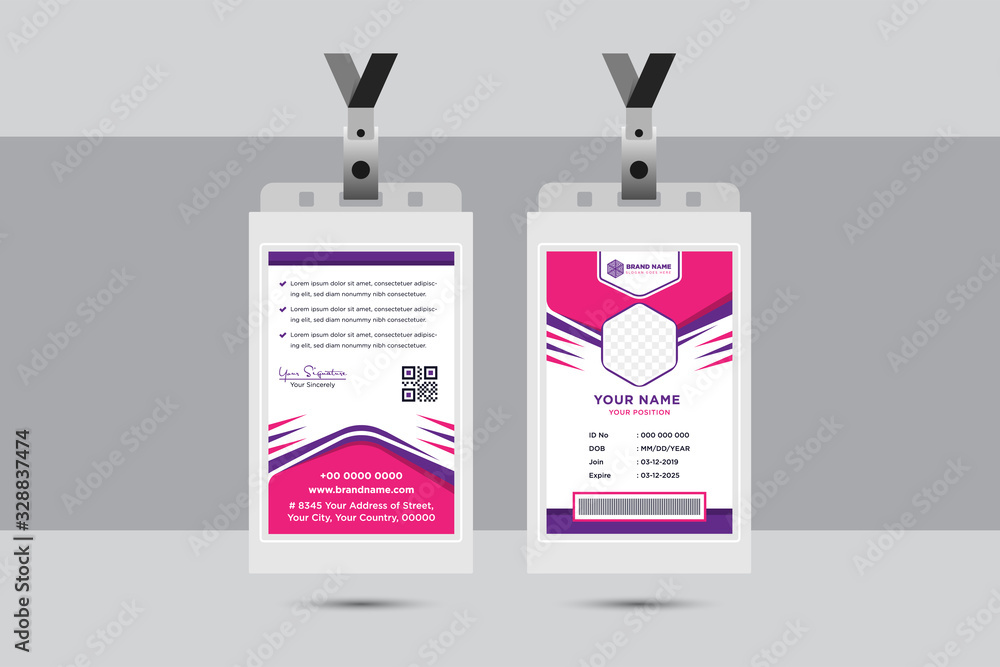 Simple Abstract Hexagon, Modern Business Card Template Design With Pink ...