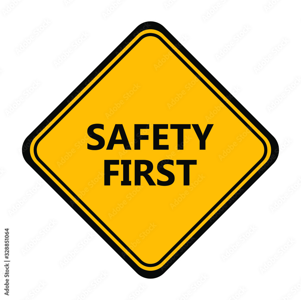 Yellow safety first sign. vector icon Stock Vector | Adobe Stock