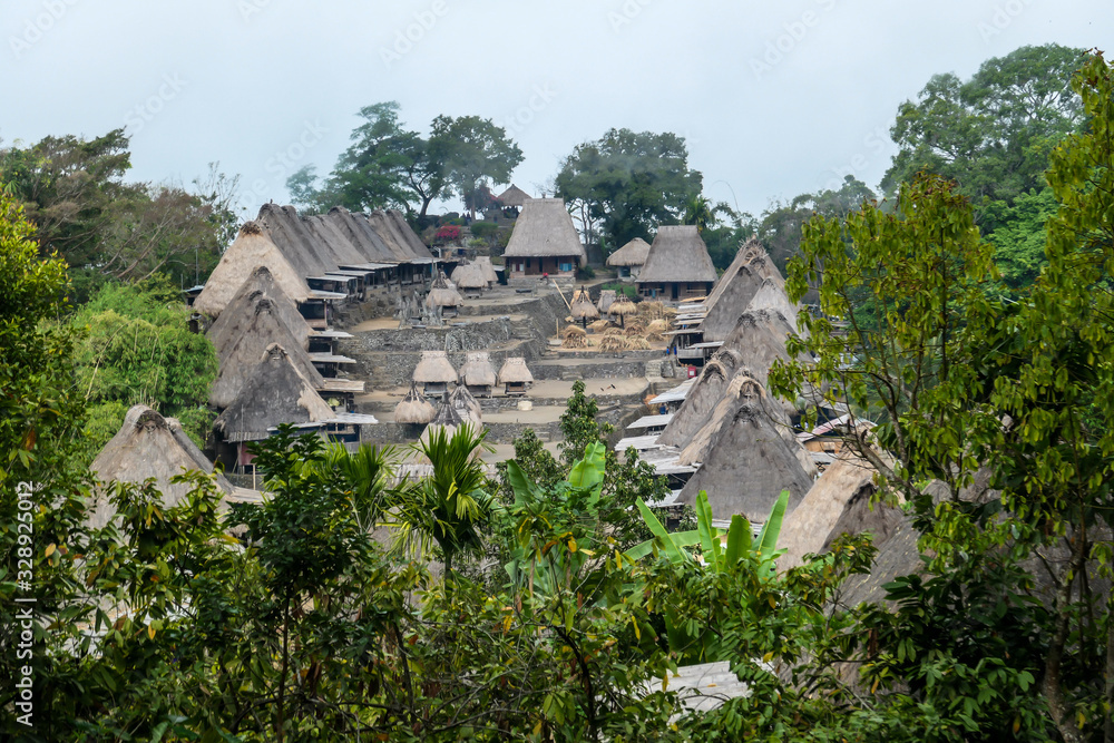 Inside view on the traditional Bena village in Bajawa, Flores ...