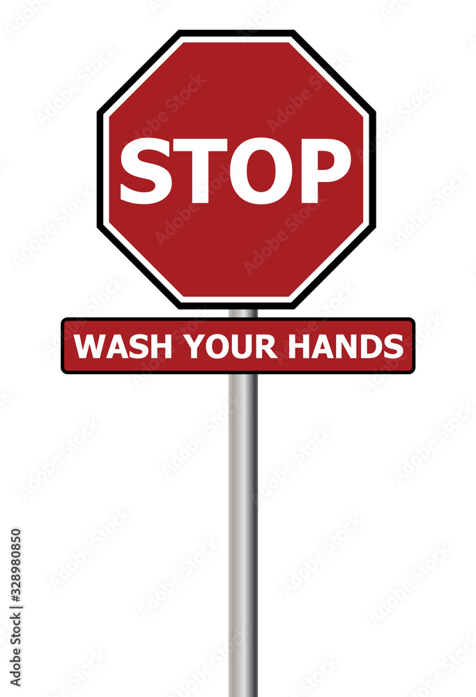 Stop sign with wash your hands Stock Vector | Adobe Stock