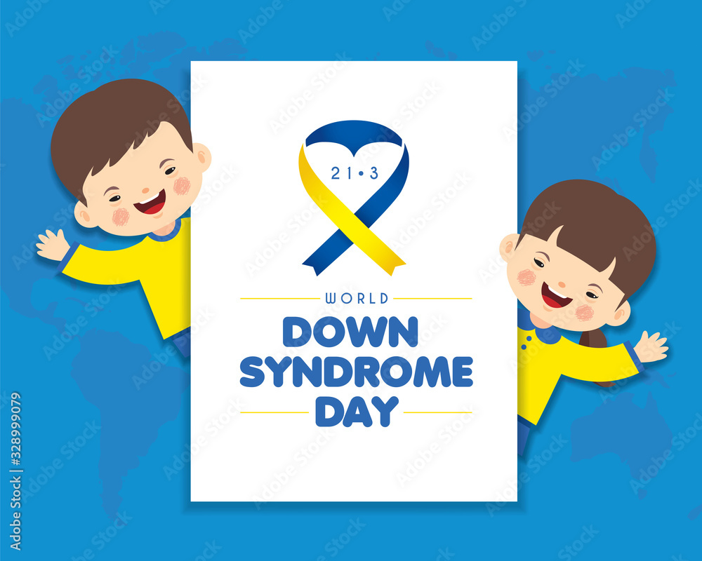 21 march - World Down Syndrome Day poster. Cartoon down syndrome ...
