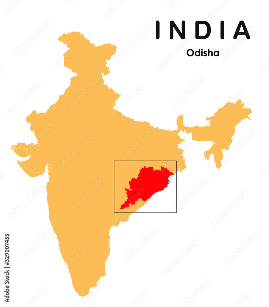 Odisha in India map. Odisha map vector illustration Stock Vector ...