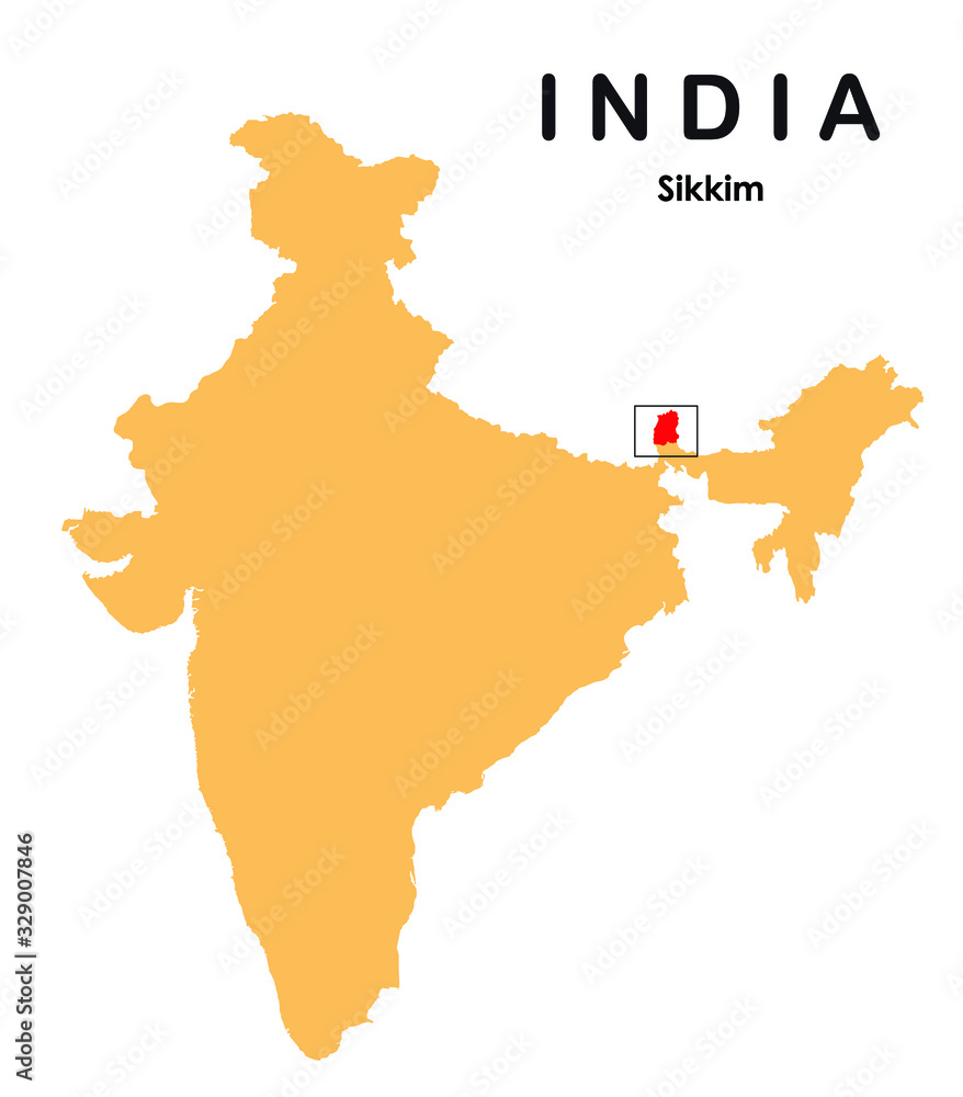 Sikkim in India map. Sikkim map vector illustration 素材庫向量圖 | Adobe Stock