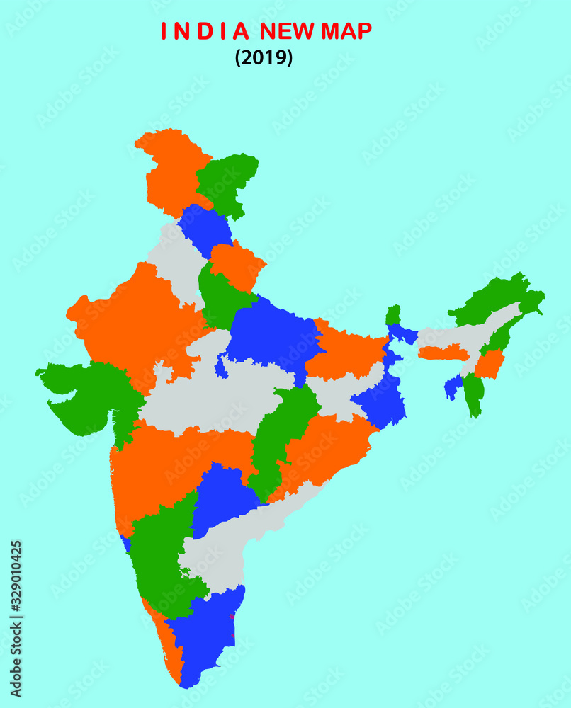 India state map vector illustration. States are fill with color in ...