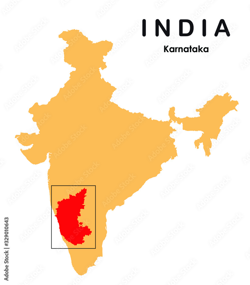 Karnataka in India map. Karnataka Map vector illustration Stock Vector ...