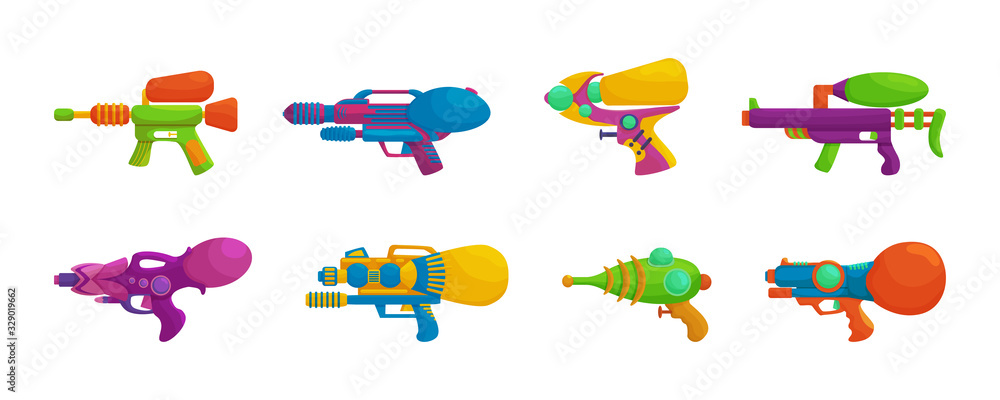 Water gun vector cartoon set icon. Isolated cartoon icon water pistol ...