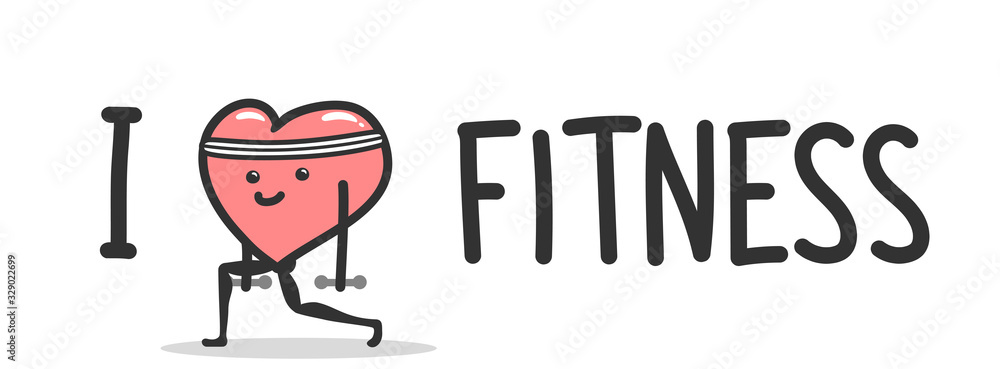 Vector cartoon heart character doing fitness. To see the other vector ...