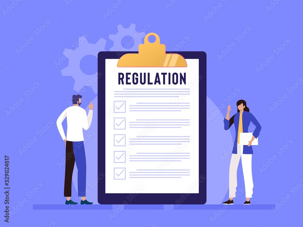 Regulation Compliance Rules Law vector illustration concept, people ...