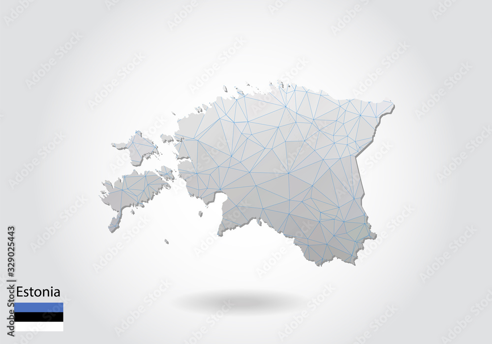 Vector map of estonia with trendy triangles design in polygonal style ...