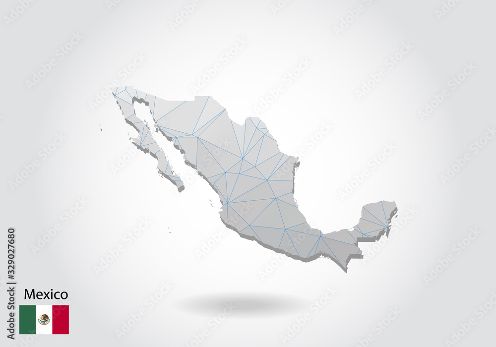 Vector map of Mexico with trendy triangles design in polygonal style on ...