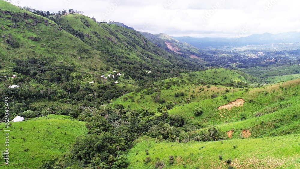 landscape in west cameroon mountains Stock Photo | Adobe Stock