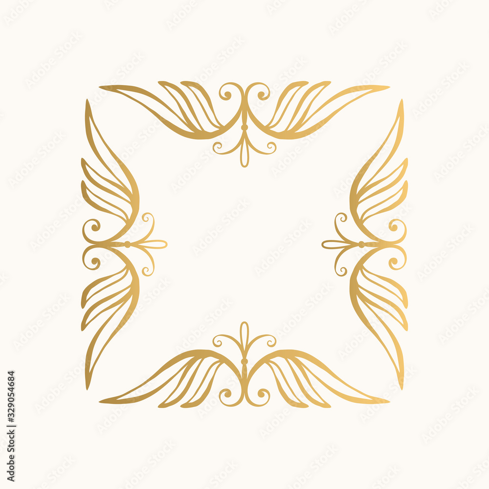 Golden filigree frame. Squared borders. Vector illustration. Stock ...