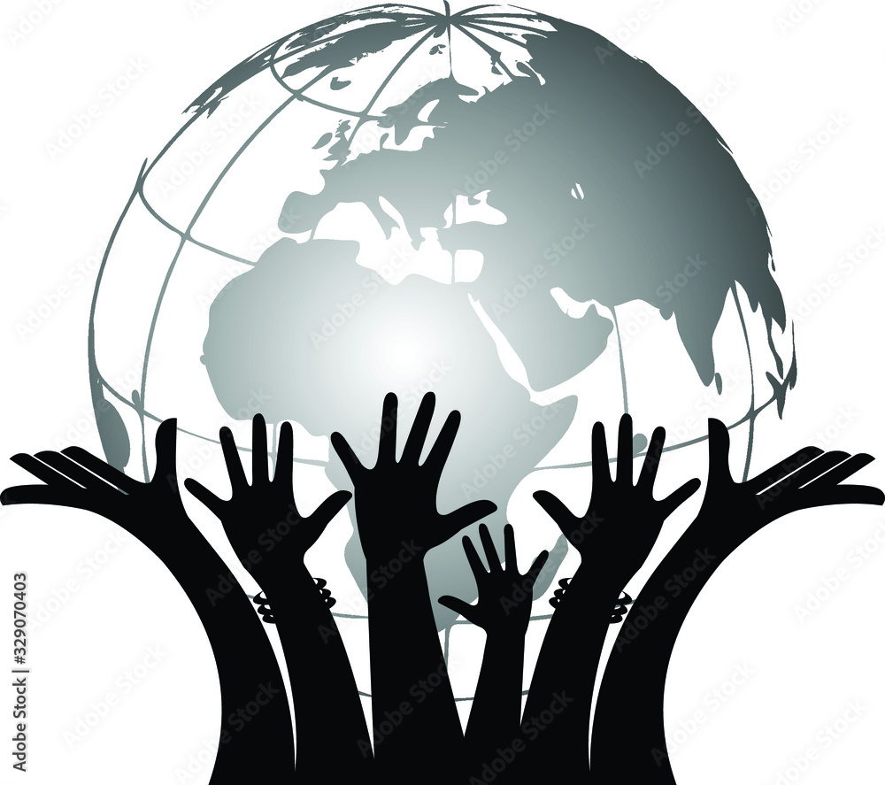hand globe logo Stock Vector | Adobe Stock