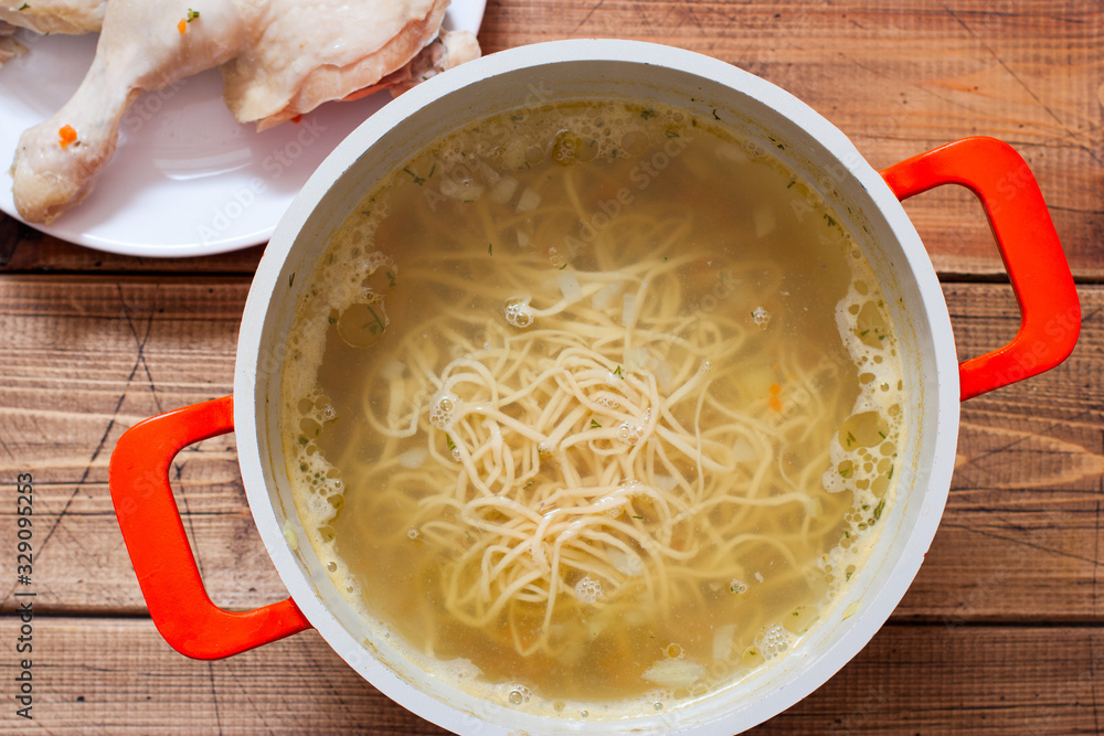 Step-by-step cooking of chicken soup with homemade noodles, step 7 ...