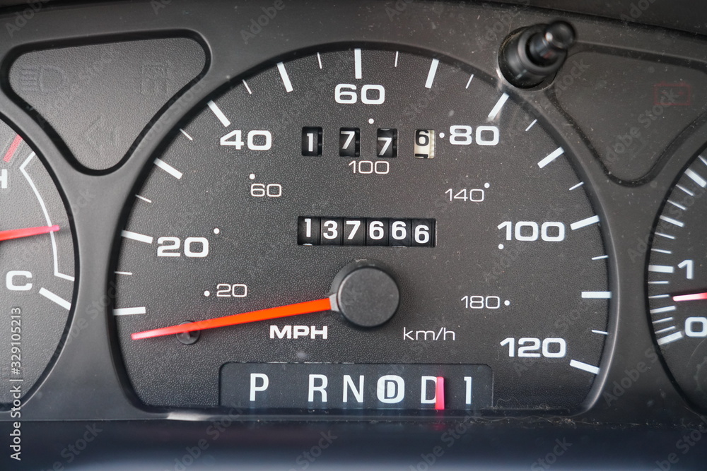 Fuel gauge, vehicle engine temperature, Miles Per Hour Speed indicator ...