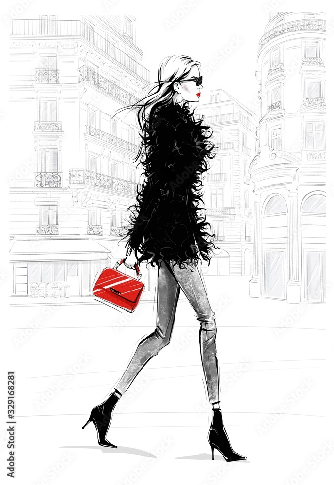 Woman Walking Drawing