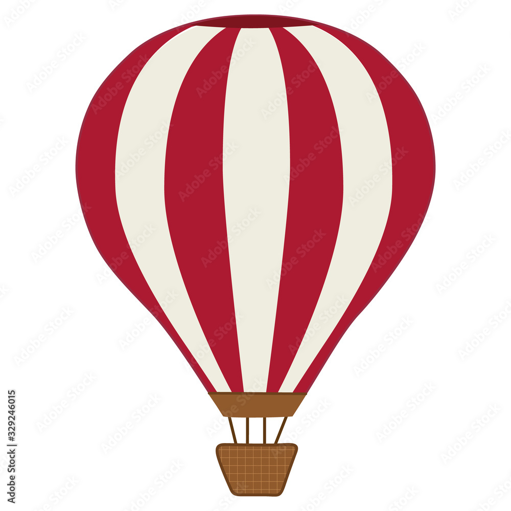 Cartoon red hot air balloon vector. A cute design on isolated white ...
