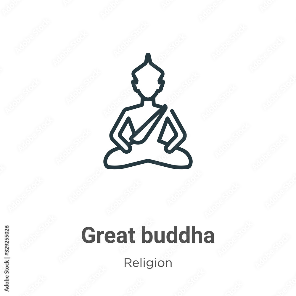 Great buddha outline vector icon. Thin line black great buddha icon ...