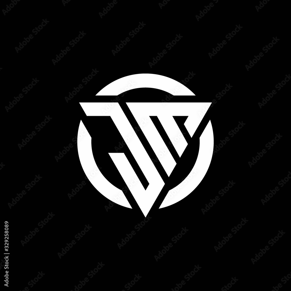 JM logo with triangle shape and circle rounded design template Stock ...