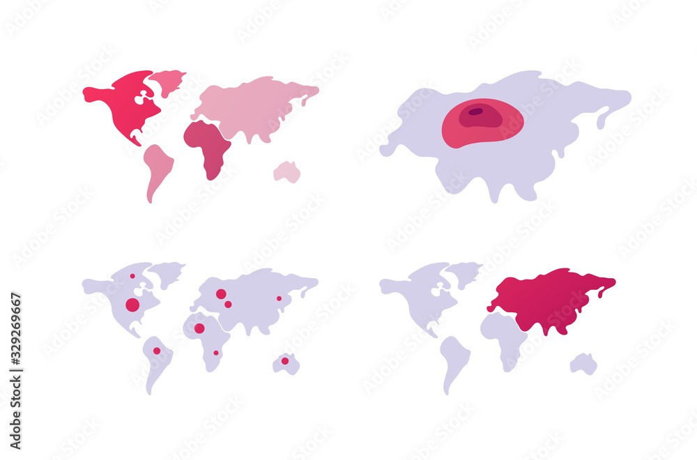World map ui and infographic element. Set of planet earth continent ...