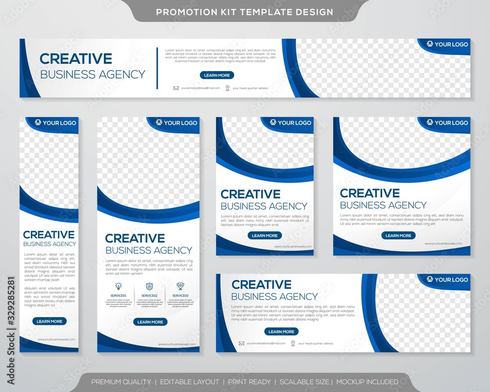 set of promotion kit banner template design with modern and minimalist ...