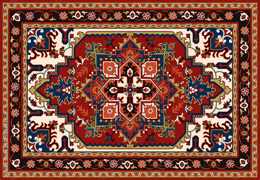 Illustrated Persian carpet original design, tribal texture. Stock ...