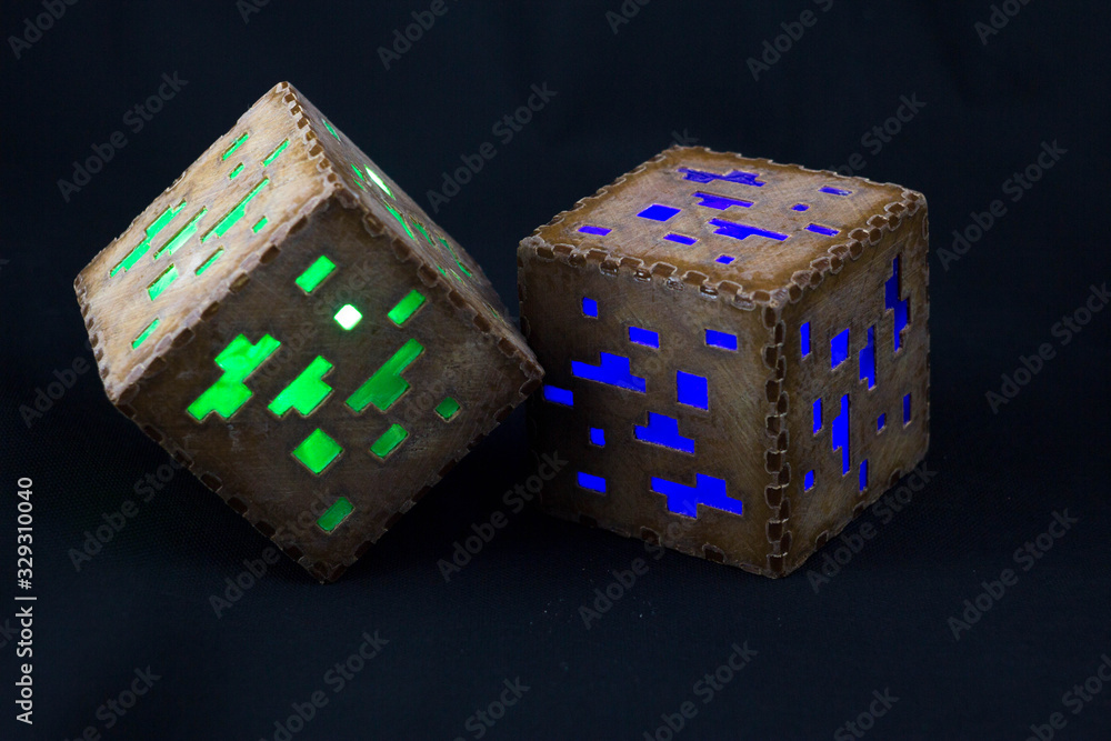 Foto de Stock Minecraft cubes made of plastic. Two brown minecraft ...