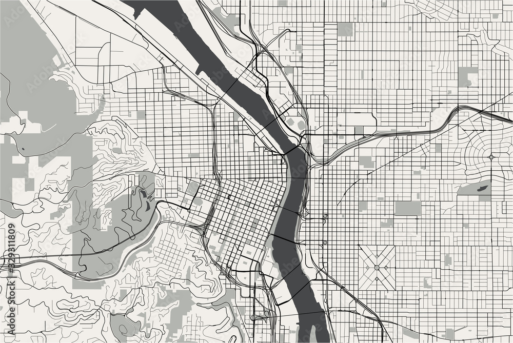 map of the city of Portland, Oregon, USA Stock Vector | Adobe Stock