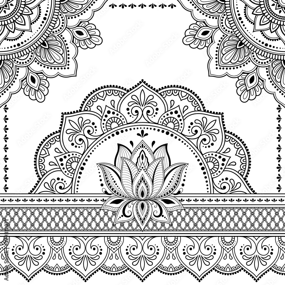 Stylized with henna tattoo decorative pattern for decorating covers ...