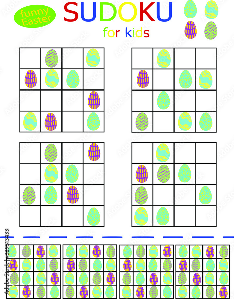 Vector de Stock Happy Easter vertical vector set of simple sudoku ...